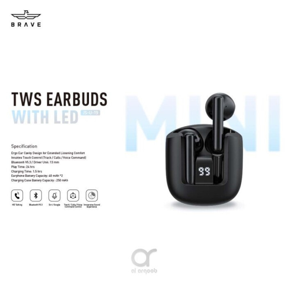 Buy Online Brave Harmony E-25 TWS Wireless Earphone Black in Qatar- Tccq.com